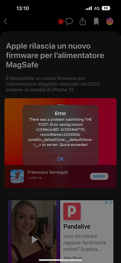 Problema app iSpazio - iSpazio Forum